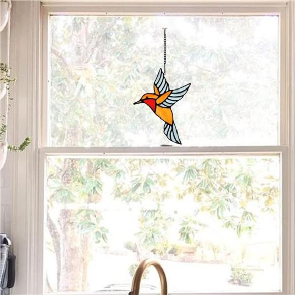 Accents | Stained Glass Bird Window Hanging Sun Catcherbird Decoration ...